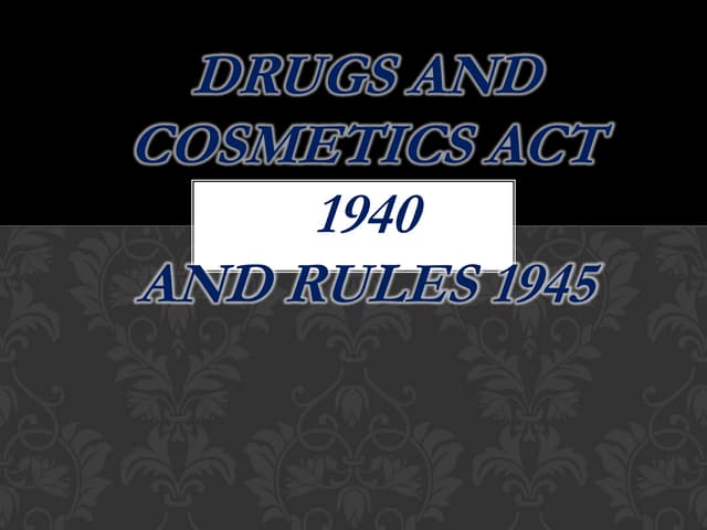 Drugs and cosmetics act-Control Of Spurious Drugs | DOCX