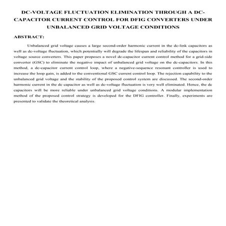 Dc voltage fluctuation elimination through a dc-capacitor current control for dfig converters ...