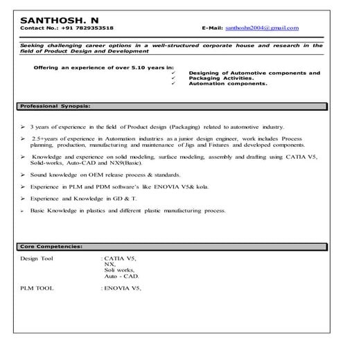 Santhosh resume | DOCX