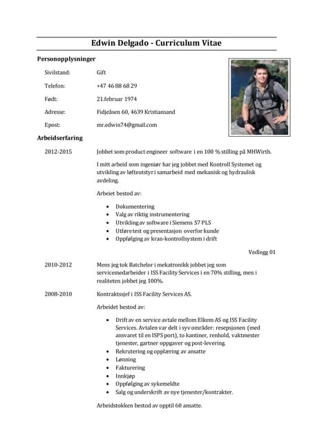 Norwegian CV for André Torkveen | PDF