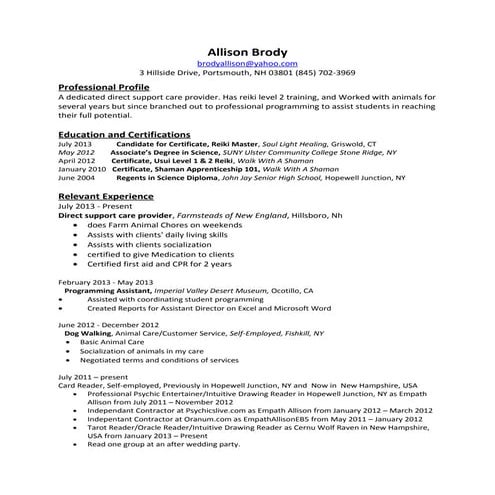 Allison Brody--Healthcare Resume | DOC