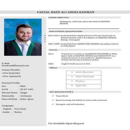 Faisal Raed Ali Abdelrahman CV - English | DOC