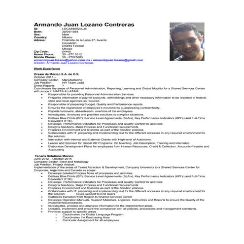 CV Armando Juan Lozano Contreras - Eng | PDF