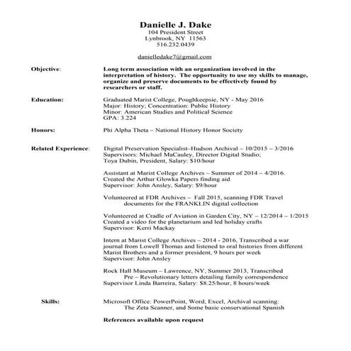 danielle 2016 resume | DOC