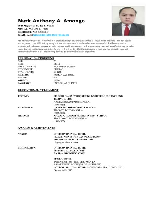 Cynthia Santa Gunawan resume | DOCX | Hotels and Motels | Travel Type