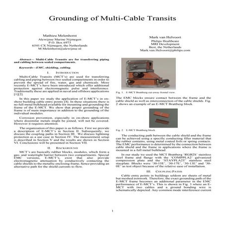Grounding of Multi Cable Transits for on-shore use | PDF