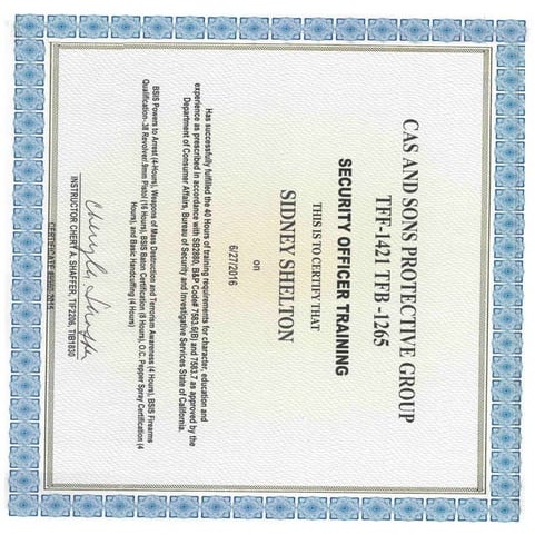 BSIS Guard Training Certificate (LQ) | PDF