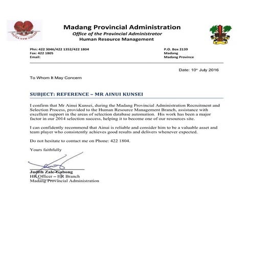 Judith Gabong Reference | PDF