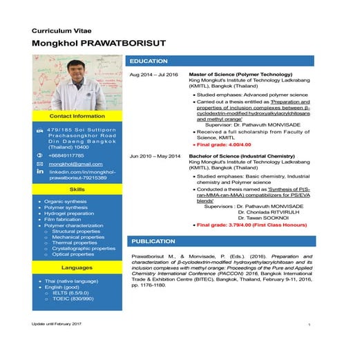 MONGKHOLCV_Linkedin | PDF