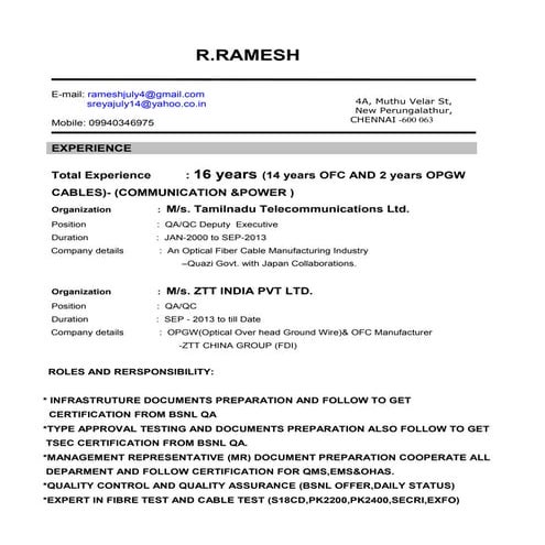 Ramesh resume | DOC