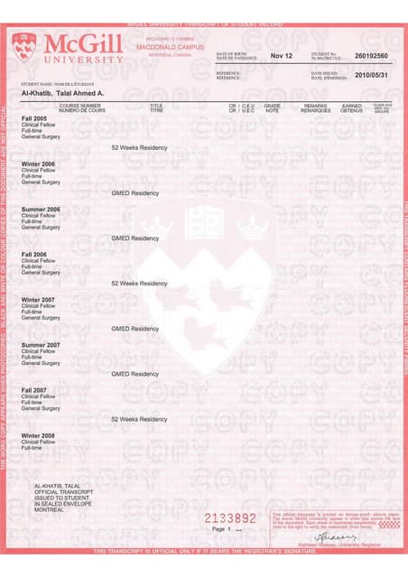 McGill transcript 2 | PDF