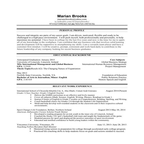 Recent Grad CV | DOCX | College Sports | Sports