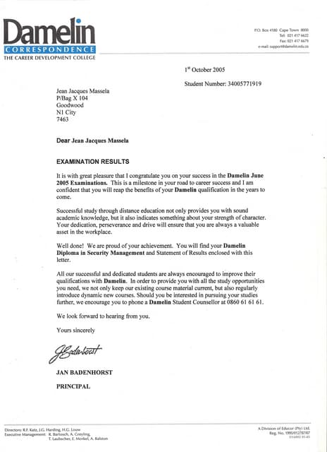 Damelin Results | PDF