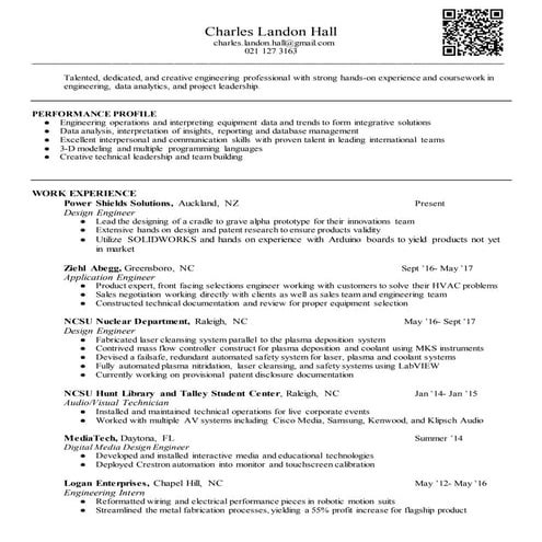 Landon Hall CV | PDF