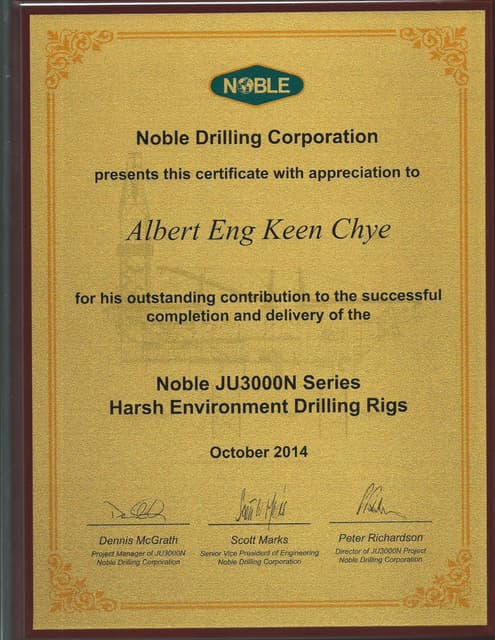 Noble Drilling Certificate | PDF