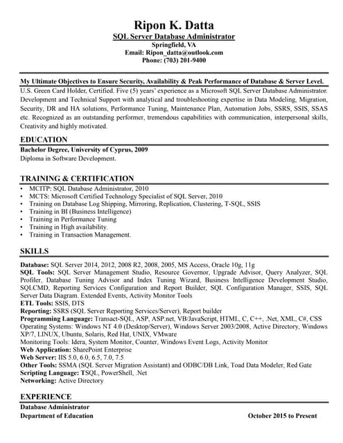 Resume | DOCX | Databases | Computer Software and Applications