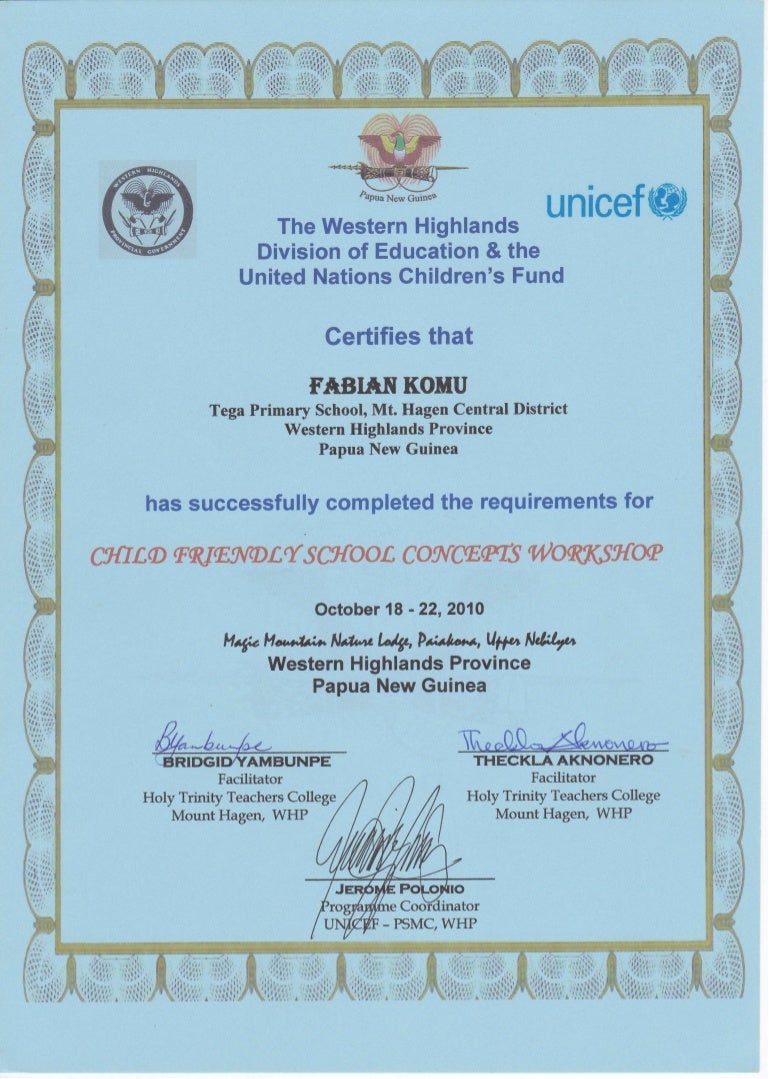UNICEF Certificate unicef-certificate