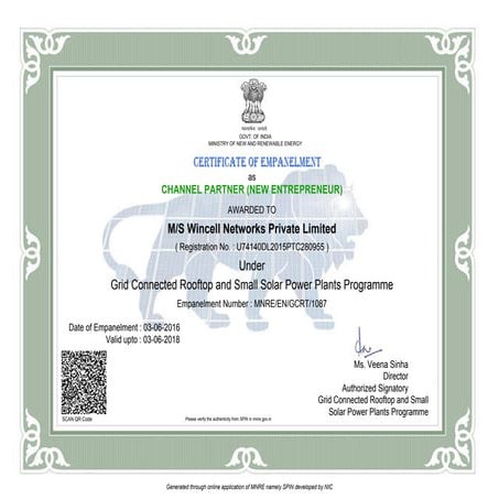 MNRE Certificate | PDF