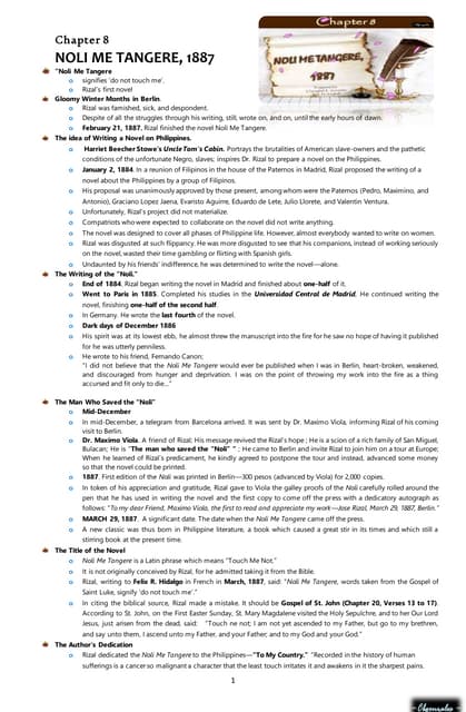 Chapter 8: Noli Me Tangere Published in Berlin (1887) | PPTX