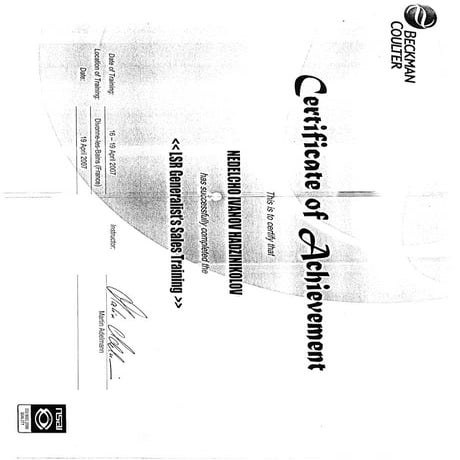 Sertificate Beckman Coulter | PDF