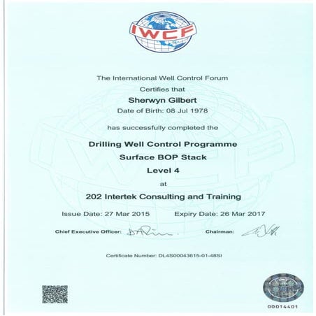 Sherwyn Gilbert_IWCF Supervisor Certificate | PDF