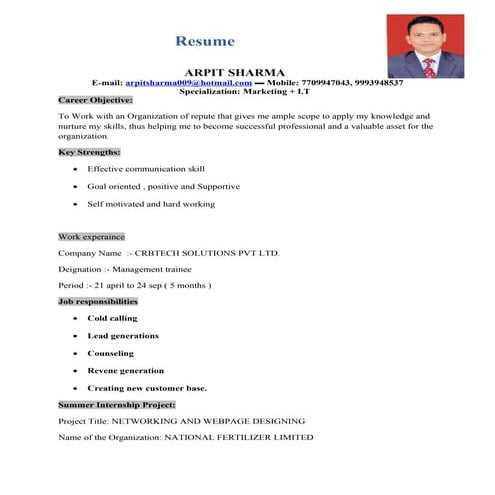 APIT SHARMA RESUME | DOC