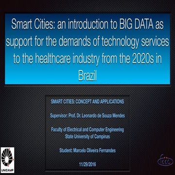 Slide Presentation: "Smart Cities: an introduction to BIG DATA..." | PPT