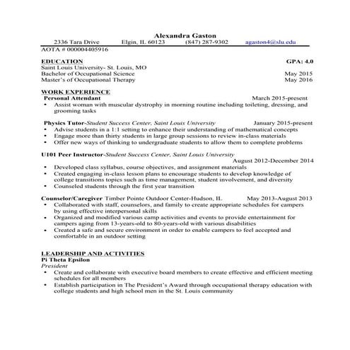 Alexandra Gaston Resume | PDF