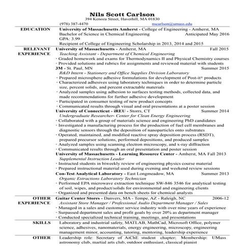 Carlson Resume Winter 2015 | PDF