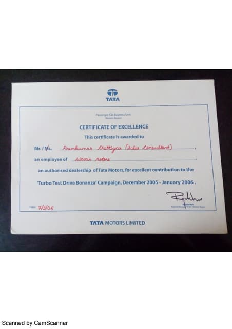 Experience certificate TATA CONSULTING ENGINEERS | PDF