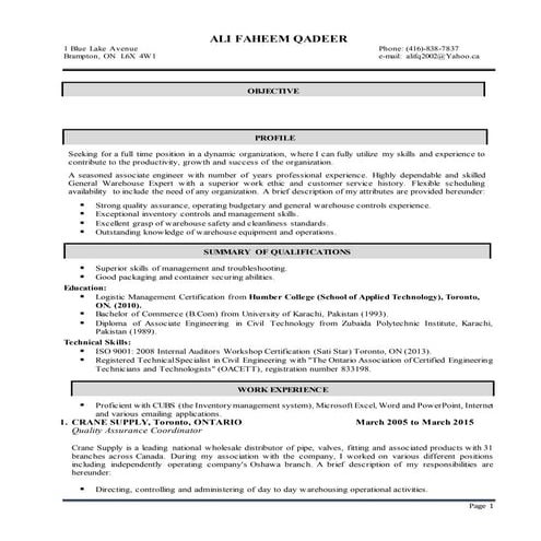 Ali Qadeer- Resume (Nov 2015) a | PDF