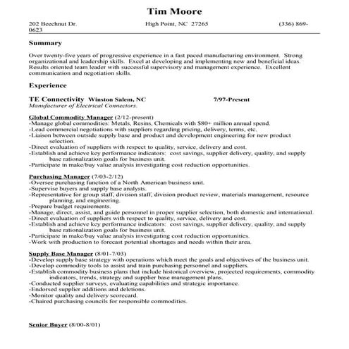 TimMooreResume1 | PDF