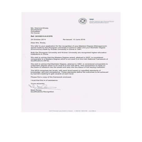 QQI Recognition Letter 2016 | PDF