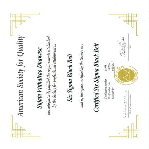 ASQ SSBB Certificate | PDF