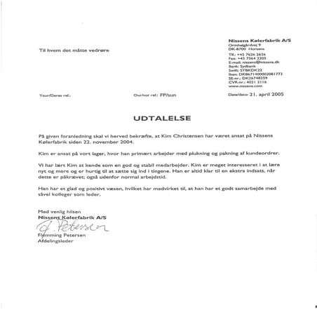 Anbefaling Nissens Kølerfabrik | DOC