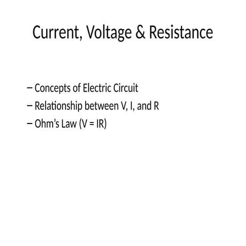 Fundamentals and Applications of Direct Current Electric Circuits | PPTX