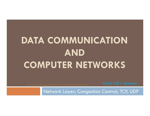 Dccn Network Layer Congestion Control Tcp Ppt