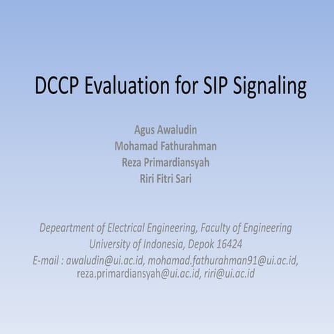 Dccp evaluation for sip signaling ict4 m | PPTX | Computer Networking ...