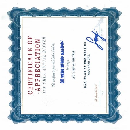 BEST LECTURER CERTIFICATE AWARD FOR 2015 ACADEMIC SESSION | PDF