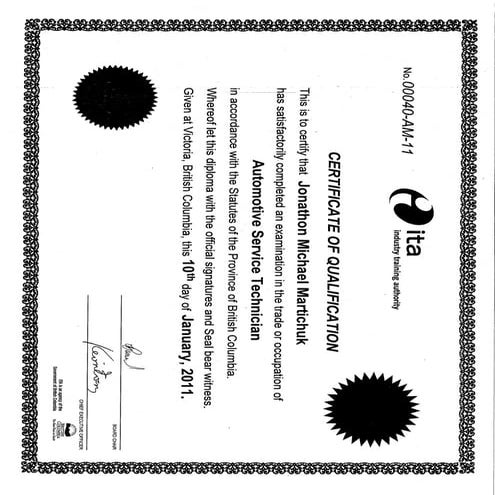 Jonathon's ITA Certificates | PDF