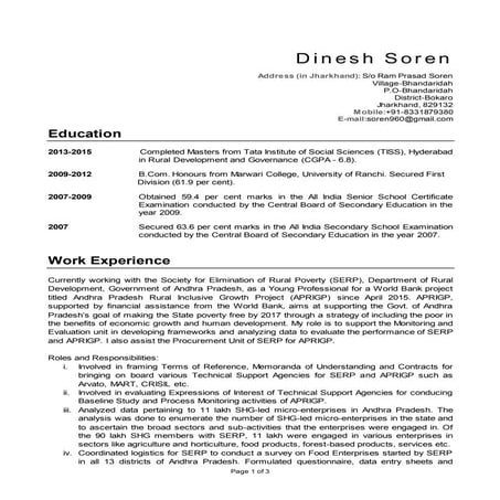 Dinesh Soren_ CV_14062016 | DOCX