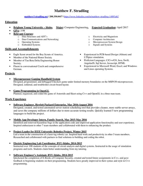 CAW Resume August2016 | PDF | Programming Languages | Computing