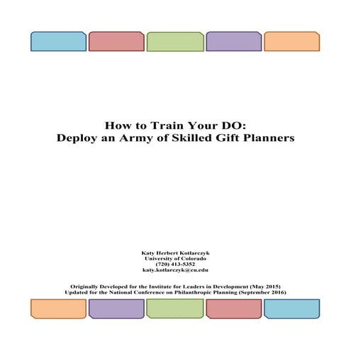 Kotlarczyk_NCPP_Training an Army of Gift Planners_Plus Handouts_2016 | PDF