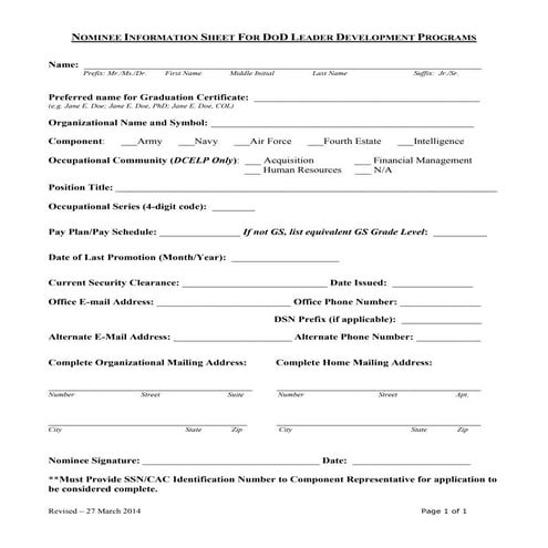 Defense Civilian Emerging Leader Program- application package | PDF