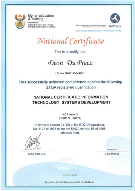 NOSA SHE REPRESENTATIVE CERTIFICATE | PDF