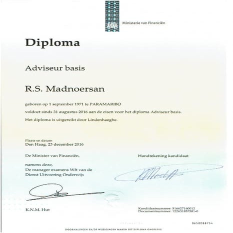 Diploma adviseur Basis | PDF