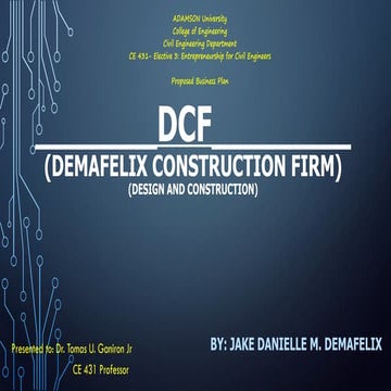 DFC: A Proposed Business Plan | PPT