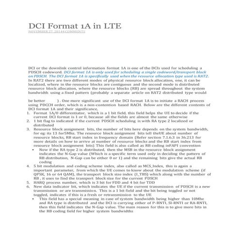 Dci format 1 a | DOCX | Computer Networking | Computing
