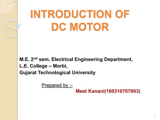 Presentation On Dc Motors | PPT | Physics | Science