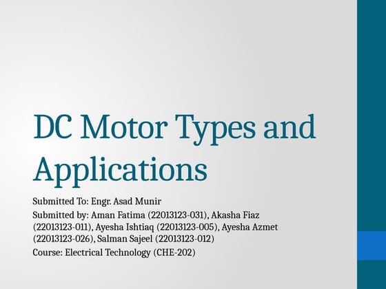 Dc motors and its types | PPTX